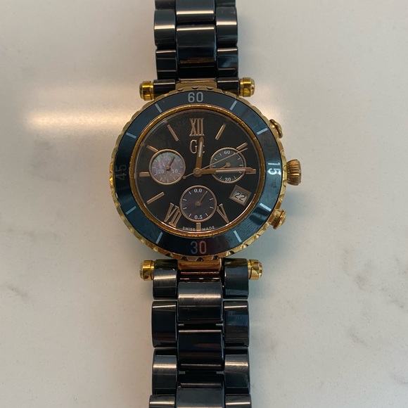 Guess | Accessories | Gc Guess Collection Rose Gold Ceramic Black Women ...